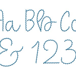 Hand Stitch Effect FONT Step Stitch Script Alphabet Letters and Numbers ...