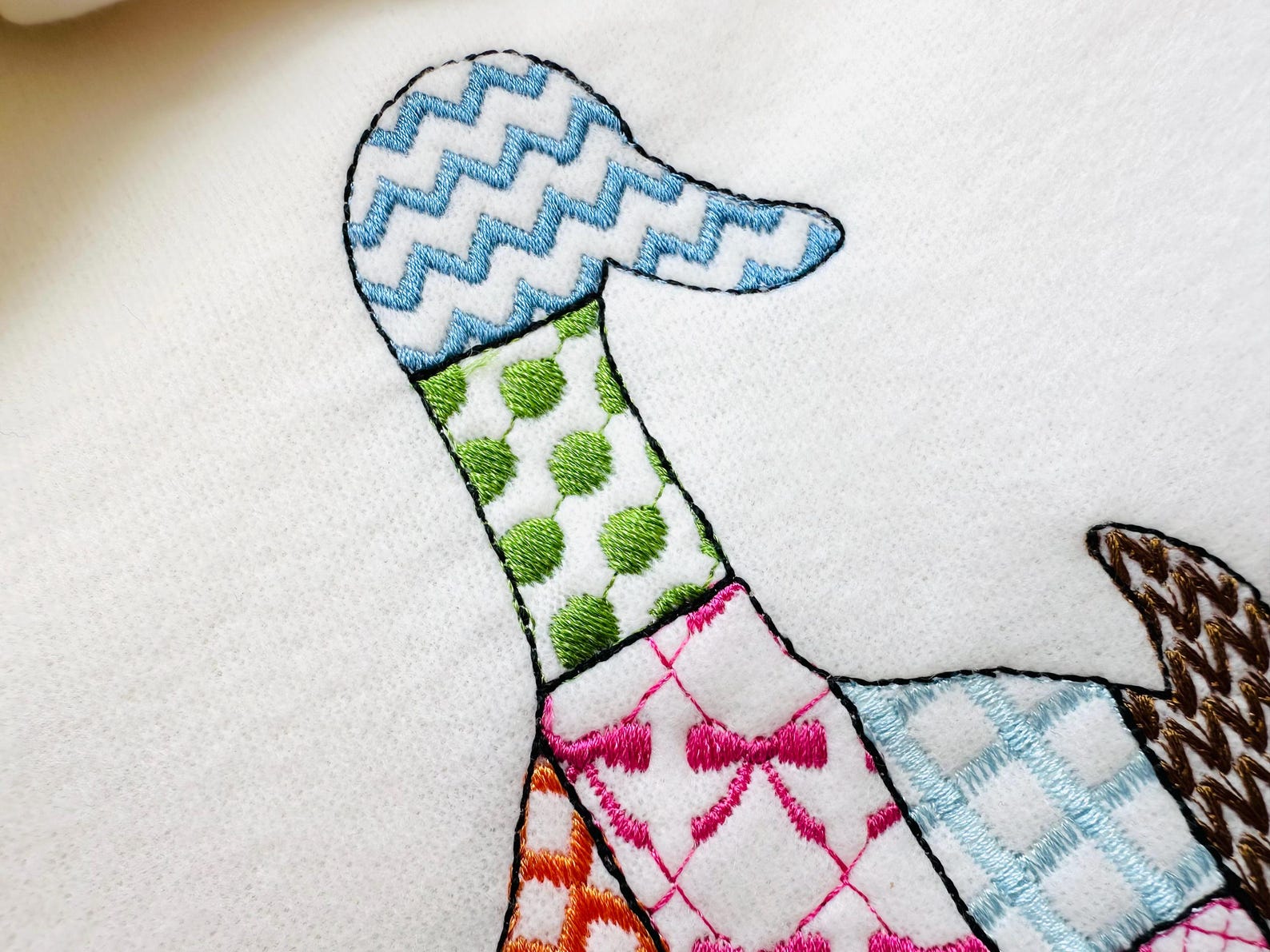 Patchwork Duck Farm Bird Animal Patterned Duck Silhouette Outline ...