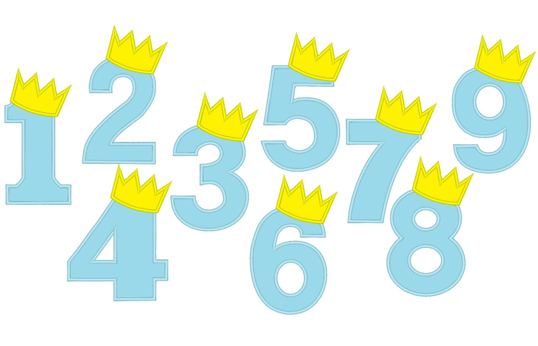 King Birthday Crown Numbers Embroidery Applique Designs for Boy ...