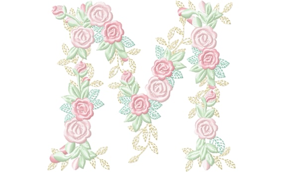Delicate Roses Floral Letter M Garden Flag Monogram Flowers | Etsy