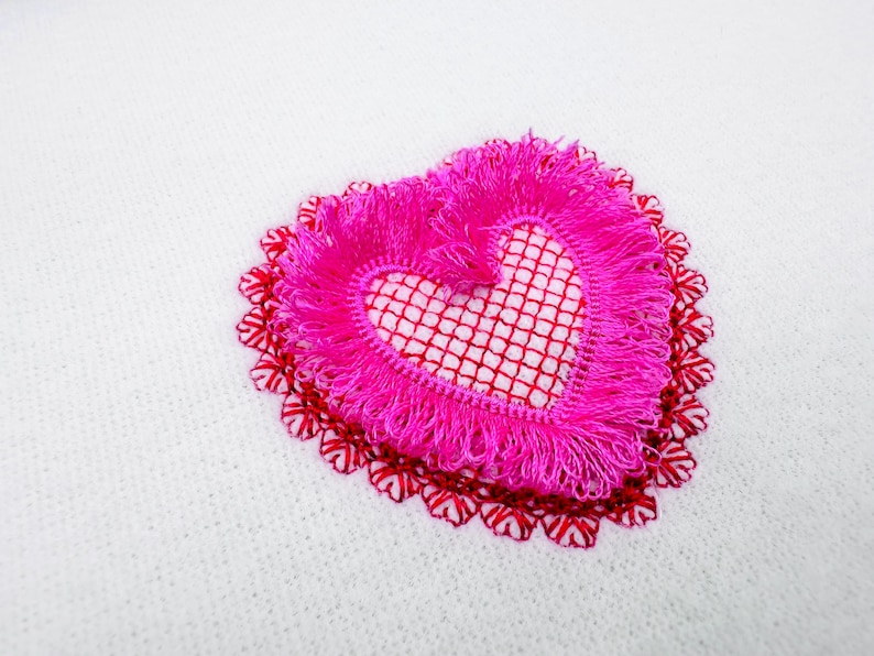 Lovely Lace Edge Fringed Valentine Heart Chenille Heart Shape Fringe ...