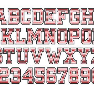 Patriotic Stars and Stripes and Outline Block Font Set of 2 Alphabet ...