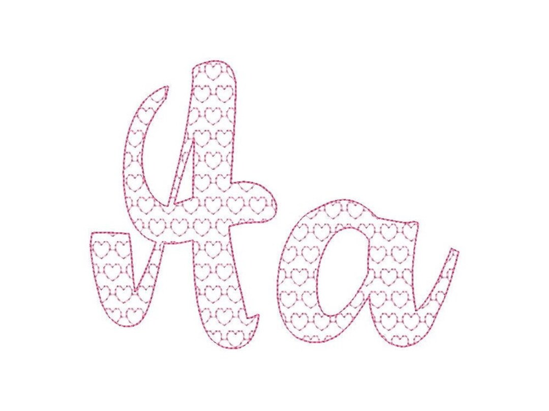 Heart Love Hearted Font 2 Two Colors Script Cursive Alphabet Machine ...