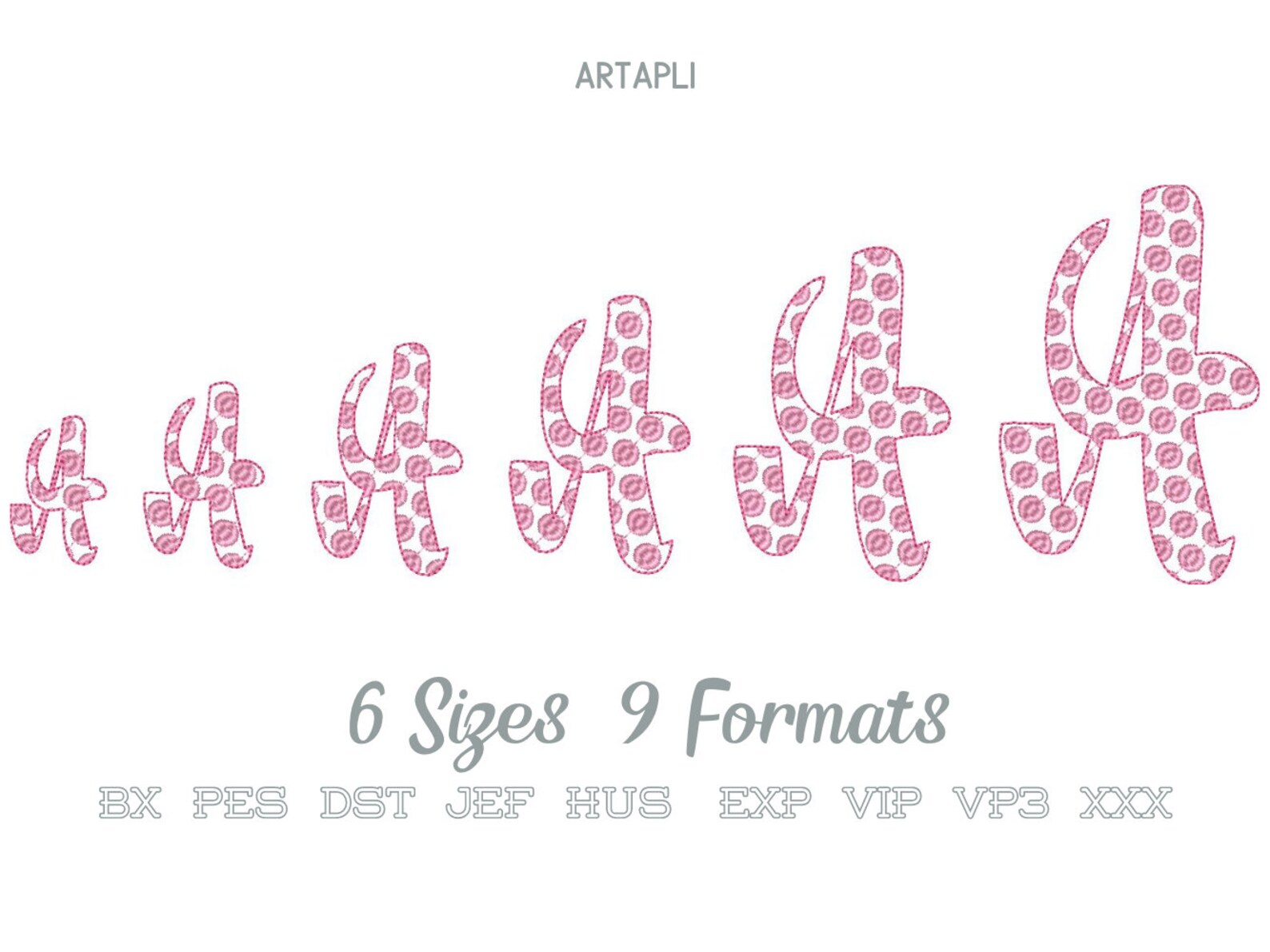 Polka Dot Font 2 Two Colors Script Cursive Alphabet Machine Embroidery ...