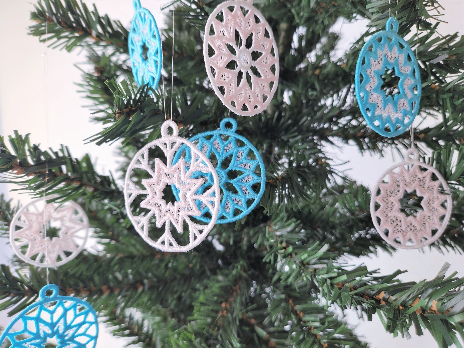 Christmas Tree Ornaments FSL Free Standing Lace SET of 5 Lace - Etsy