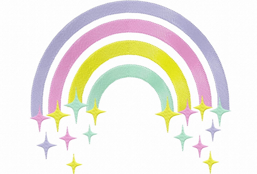 Fill Stitch Rainbow Falling Stars Starry Rainbow With Falling Star Cute ...