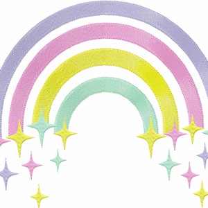 Fill Stitch Rainbow Falling Stars Starry Rainbow With Falling Star Cute ...