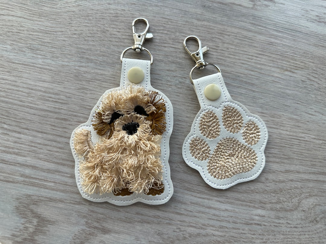 Little Puppy and Dog Paw SET of 2 Eyelet Keychain Cockapoo Goldendoodle ...