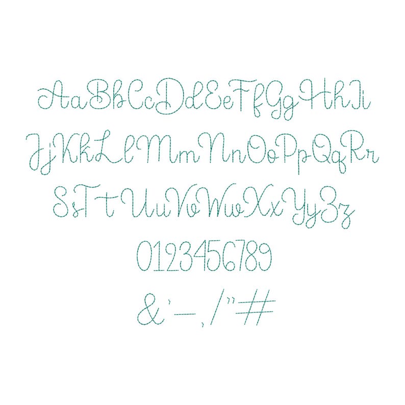 Handwritten Script FONT Buddy Bean Stitch Mini Sizes Alphabet Monogram ...