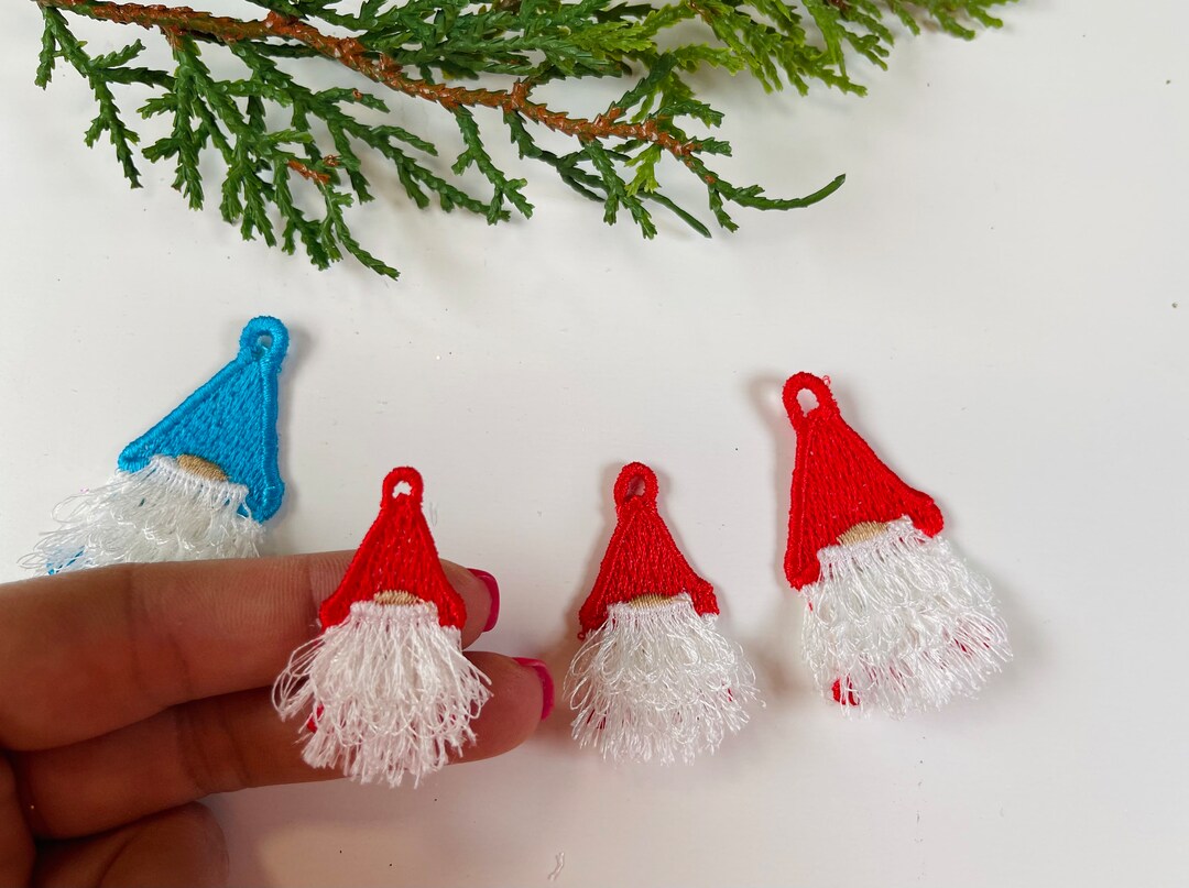Mini Micro Wee FSL Lace Gnome Earrings Fringed Fluffy Beard Chenille ...