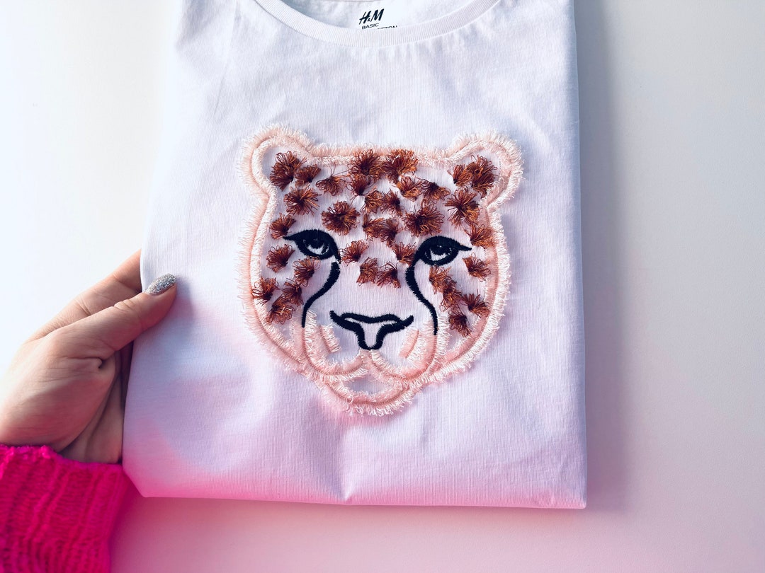 Fringed Fluffy Leopard Face Chenille Fringe Embroidery in the Hoop ITH ...