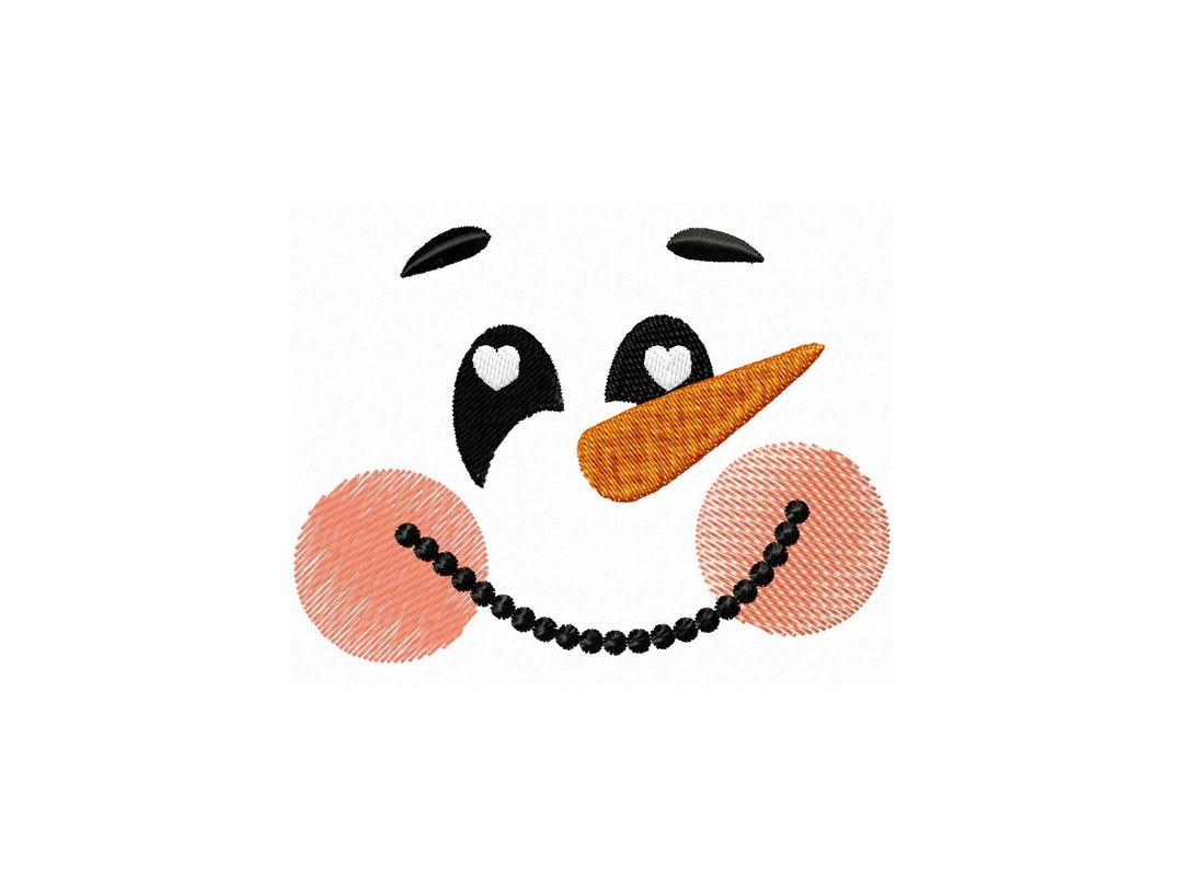 5 Types of Cute Snowman Faces SET in Assorted Sizes Machine Embroidery ...