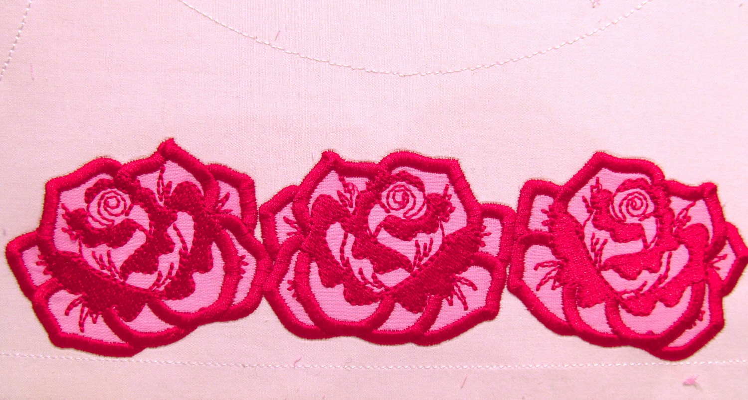 Single Beautiful Rose and Triple Roses Machine Embroidery - Etsy