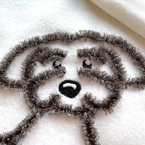 Fringed Dog Fringe Fluffy Puppy Maltese Dog Fur Chenille Embroidery ITH ...