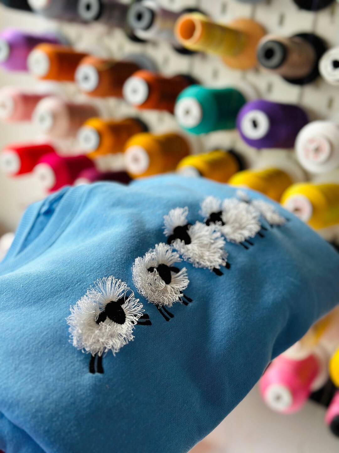 Fuzzy Sheep Lamb SET of 5 Types and 5 Sheep in Row Fringed Machine ...