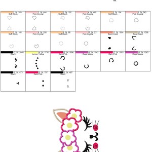 Simply Kitty Face With Shabby Chick Roses Crown Applique Machine ...