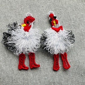 Fringe Chicken Chick Cute Fluffy Earrings Charm Necklace Pendant FSL ...
