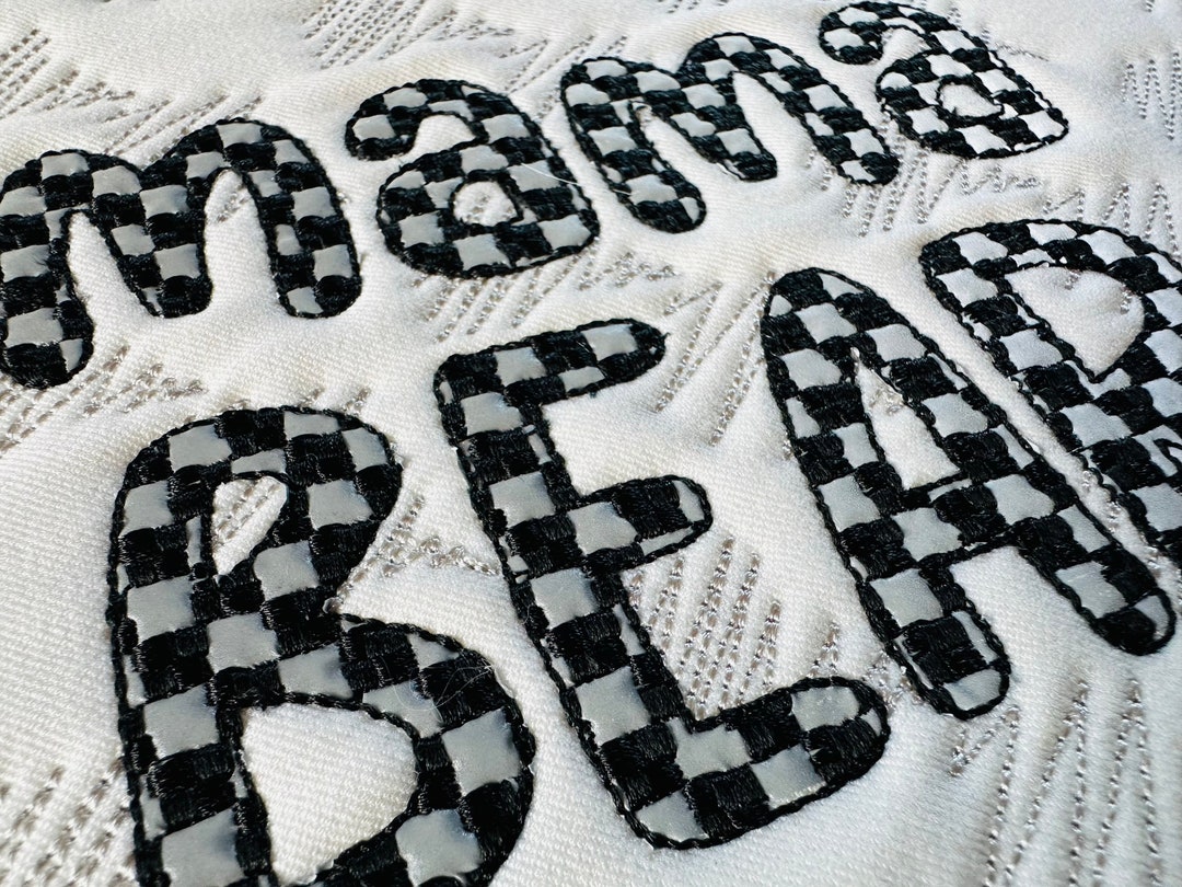 Checks Patterned Font 1 Color Alphabet Letters Numbers Machine ...