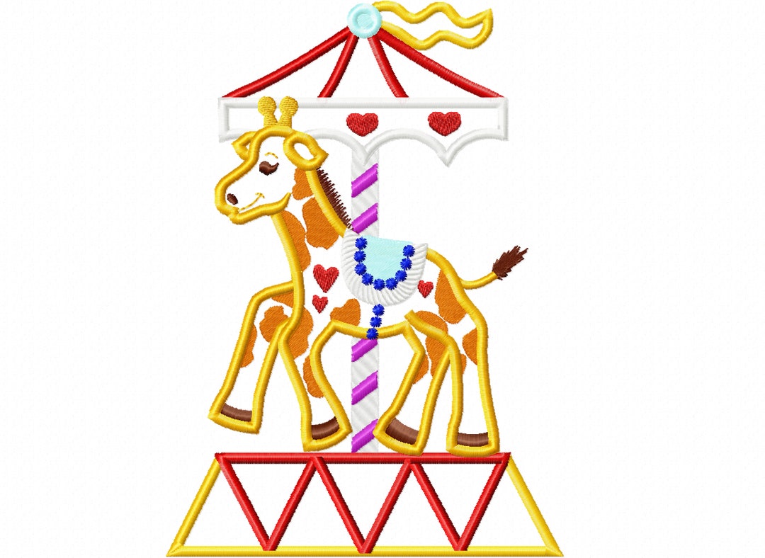 Carousel Giraffe Machine Embroidery Applique Designs 5x7 and 6x10 ...
