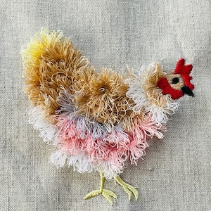 SET of 4 Fluffy Chicken Fringed Fluffy Chenille Farm Bird Small Machine ...