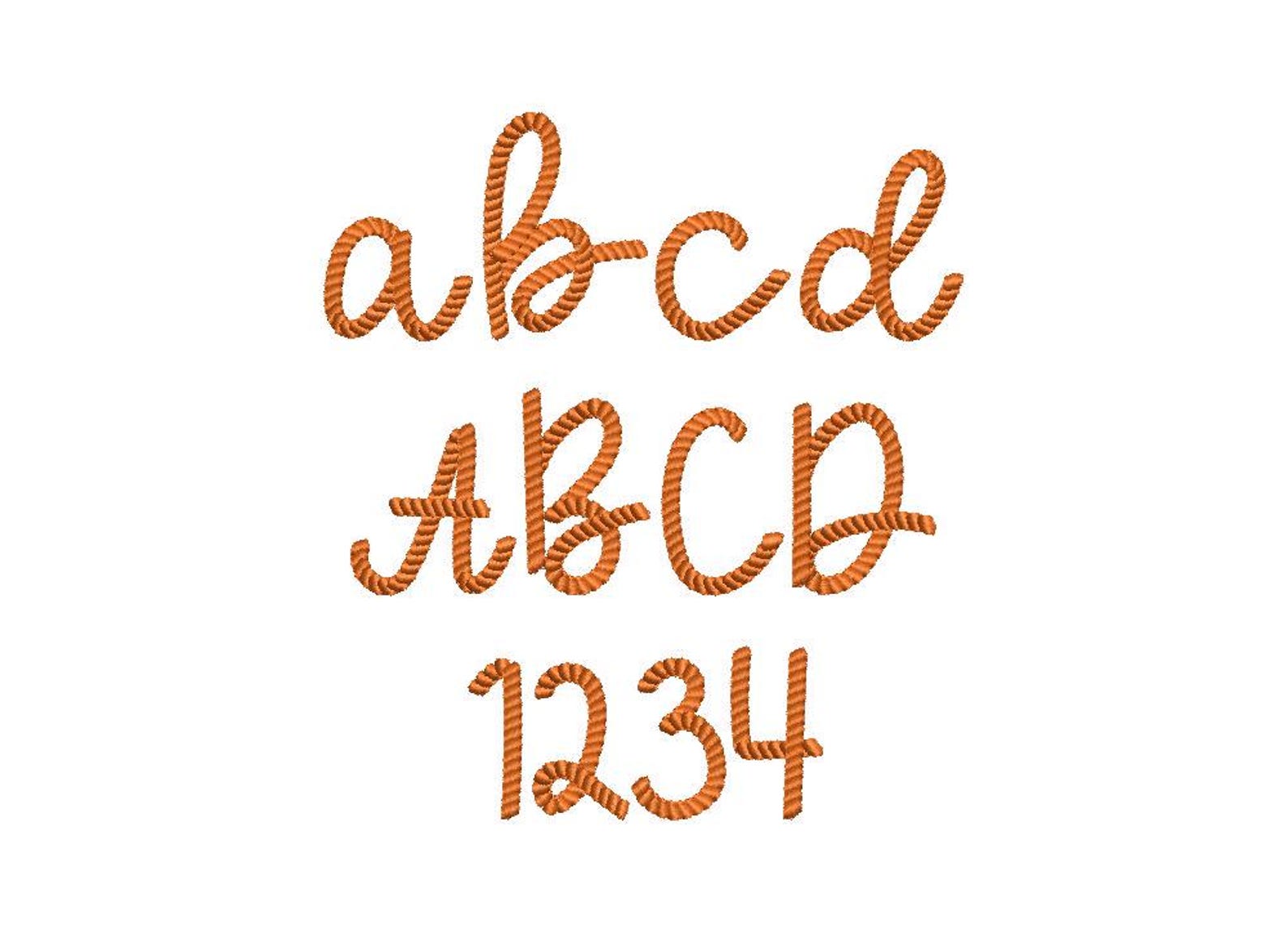 Rope Stitch FONT Machine Embroidery Designs Assorted Mini Sizes 1 to 3 ...