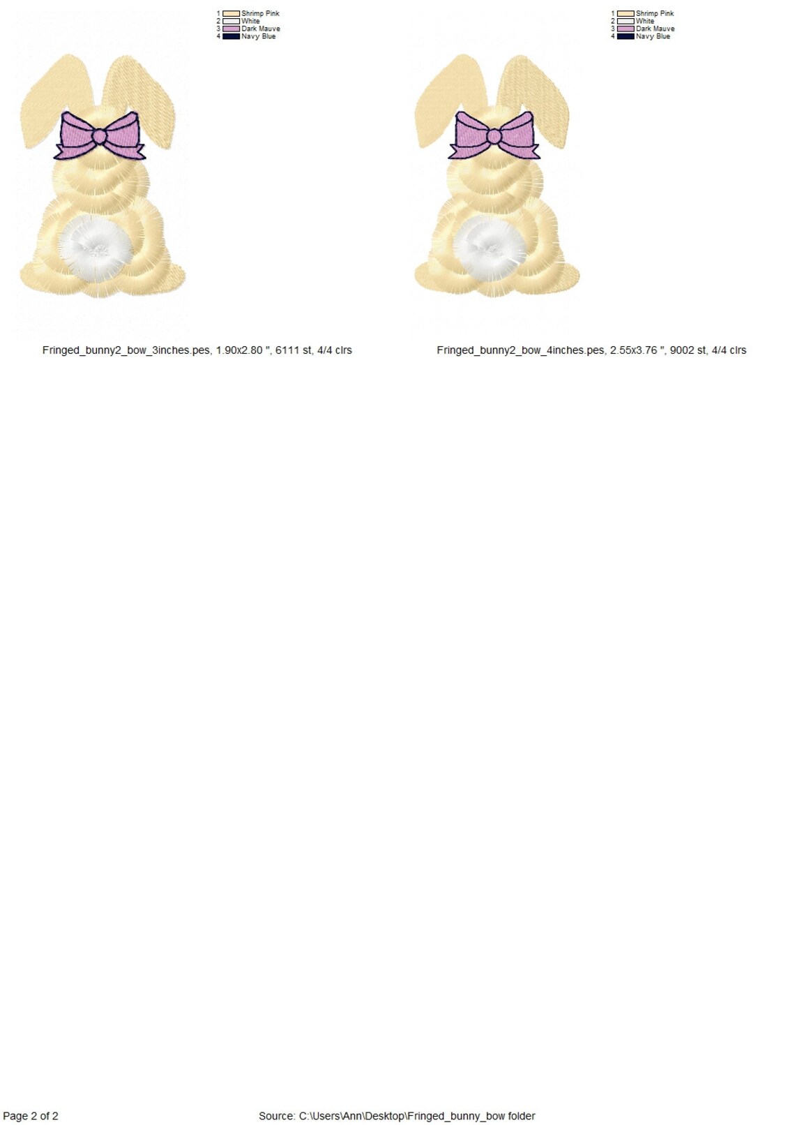 Fringed Easter Bunnie With Bow SET of 2 Fluffy Bunnies Machine ...