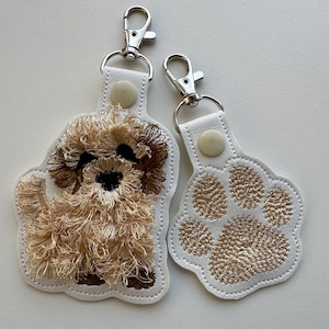 Little Puppy and Dog Paw SET of 2 Eyelet Keychain Cockapoo Goldendoodle ...