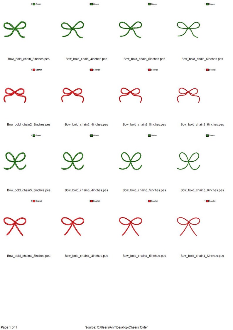 Hand Chain Stitch Effect Bow Set 4 Types Ribbon Bows Machine Embroidery ...