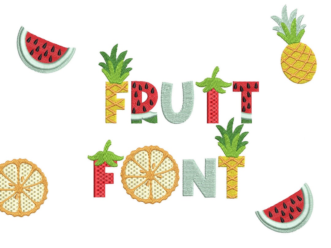 SET of 4 Patterned Fonts Tutti Frutti Summer Watermelon Strawberry ...