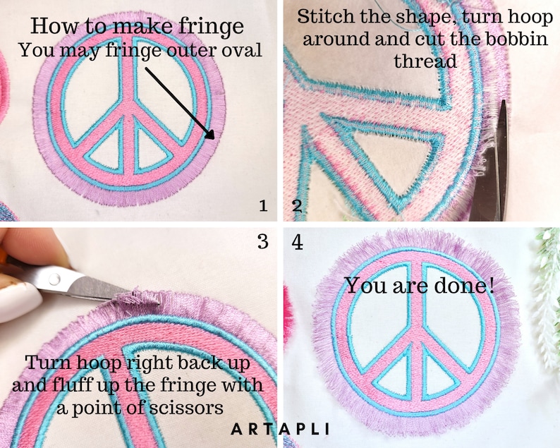 Fringed Fluffy Peace Sign Awesome Fringe Project in the Hoop - Etsy