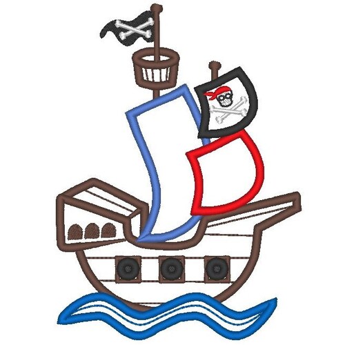 Pirate Ship Machine Applique Embroidery Designs Pirate - Etsy