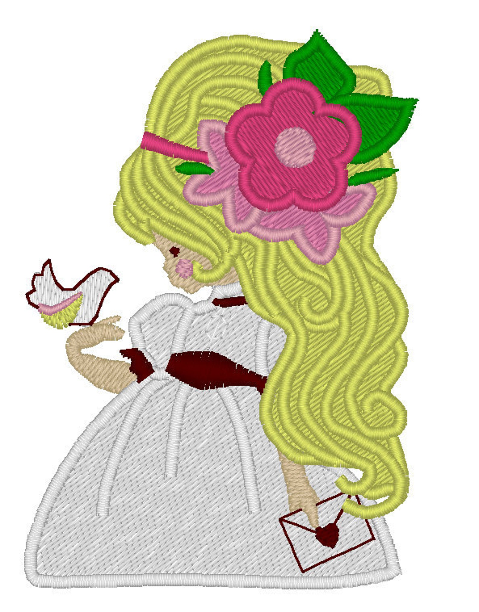 Lovely Doll 2 Machine Embroidery Fill Stitch and Applique | Etsy