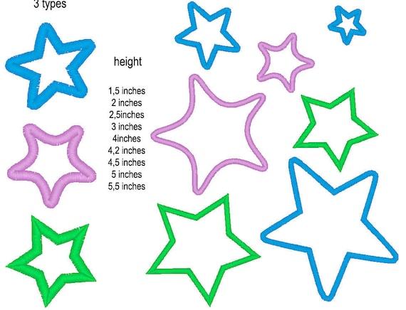 Single Star Appliqué Machine Embroidery Designs 3 Types and | Etsy