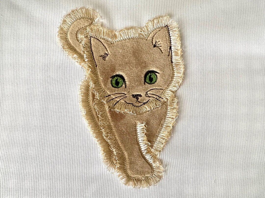 Cute Little Cat Kitty Kitten Fringed Fluffy Fur Baby Applique Machine ...