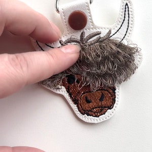 Fringed Highland Cow Keychain Key Fob Snap Tab in the Hoop Machine ...