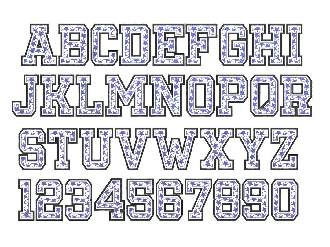 Patriotic Stars and Stripes and Outline Block Font Set of 2 Alphabet ...