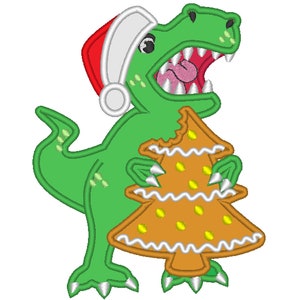 Bitten Christmas Tree Gingerbread and T-rex Christmas Dinosaur Santa ...