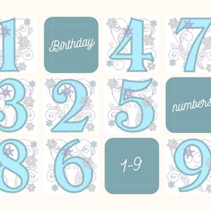 Frozen Swirls Birthday Numbers Whole Set From 1 up to 9 With Wide Pearl ...