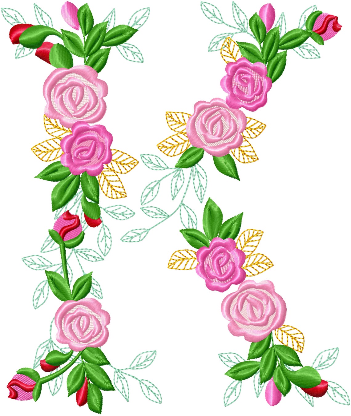 Delicate Roses Floral Letter K Garden Flag Monogram Flowers - Etsy