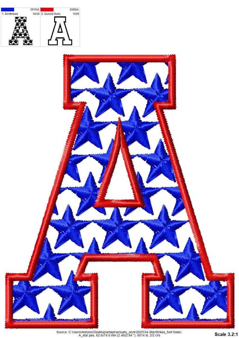 Patriotic Stars and Stripes Block Font 2 Types Machine Embroidery ...