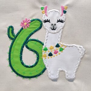 Llama Alpaca Birthday Cactus Number Set 1-9 Applique Designs Pretty ...