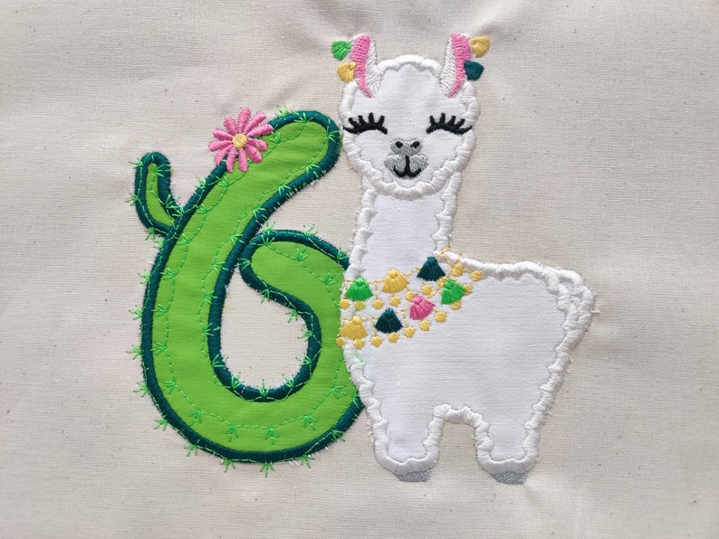 Llama Alpaca Birthday Cactus Number Set 1-9 Applique Designs - Etsy