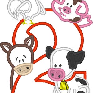 Farm Birthday Number TWO 2 With Cow Pig Horse and Rooster - Cute Farm ...
