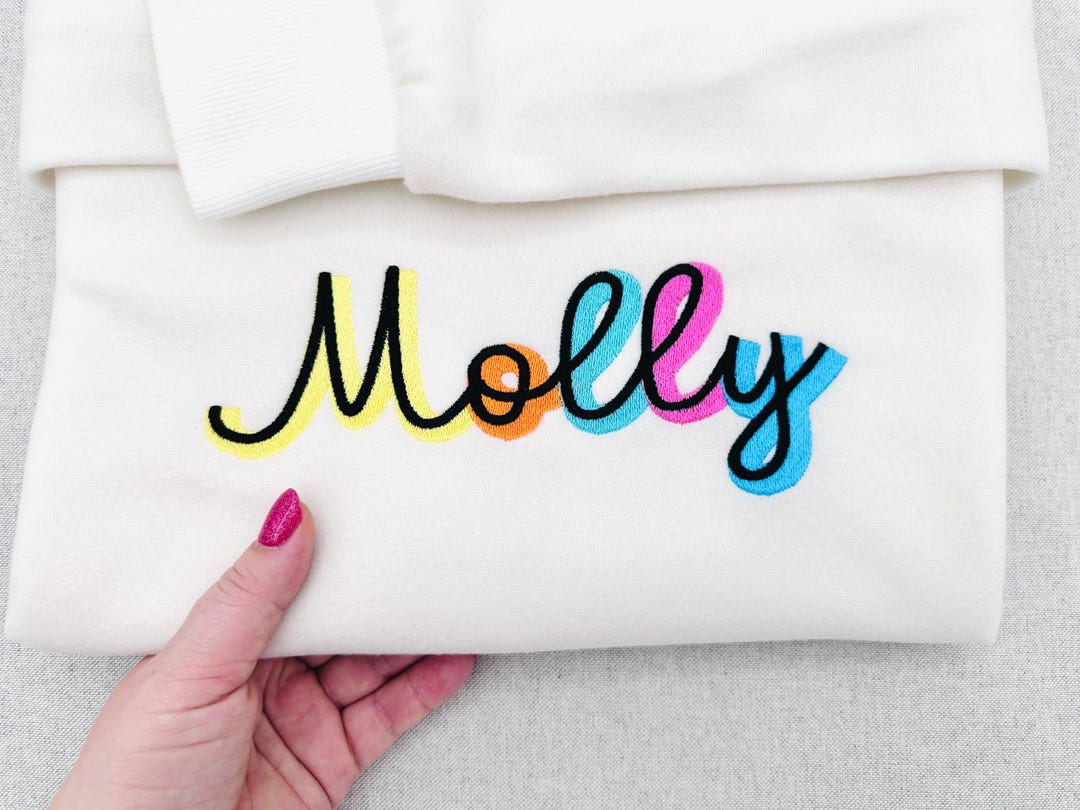 Handwritten Script Bouncy Shadow Font Fill Stitch Double 2 Color ...