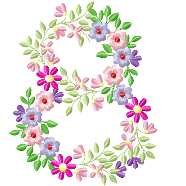 Embroidery Floral Number Font - Etsy