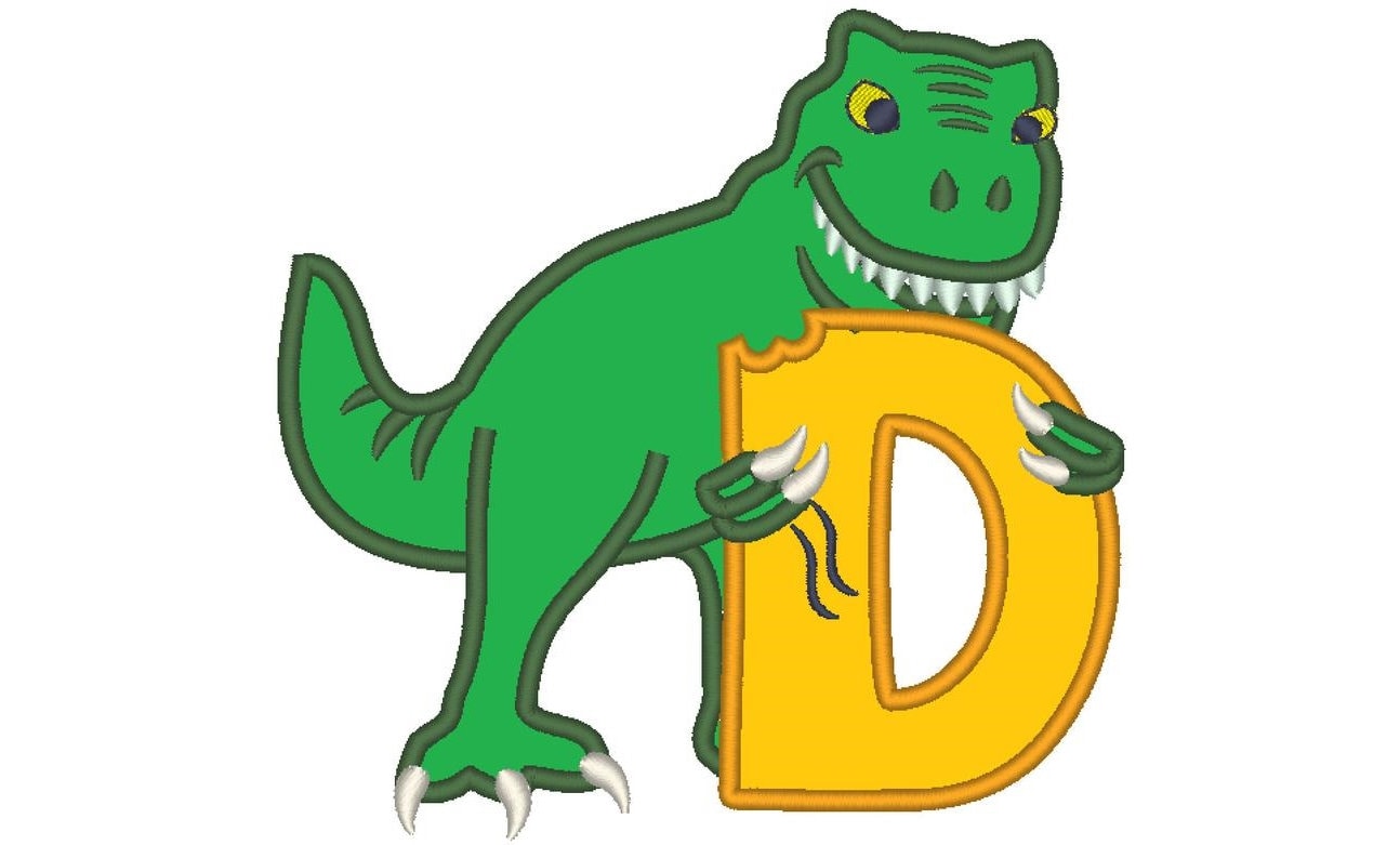 T-rex Dinosaur Birthday Only One LETTER D Machine Embroidery | Etsy