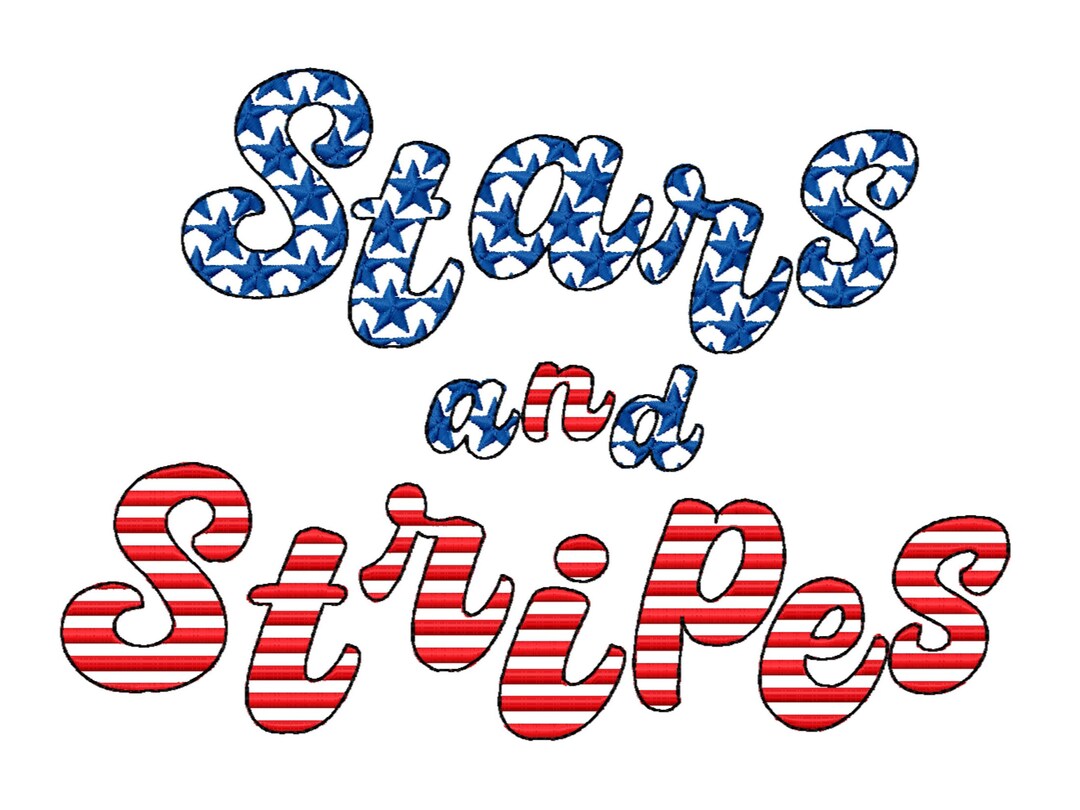 Patriotic Stars and Stripes Cursive Font SET of 2 Types Machine ...