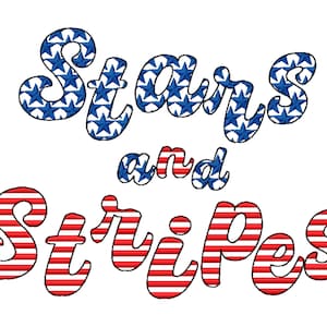 Patriotic Stars and Stripes Cursive Font SET of 2 Types Machine ...