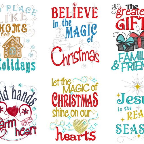 Merry Christmas Quotes Machine Embroidery Designs 4x4 - Etsy