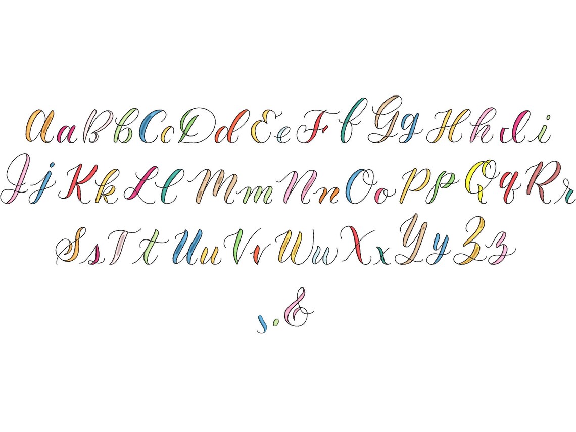 Quick Colorful Brush FONT Machine Embroidery Designs in | Etsy